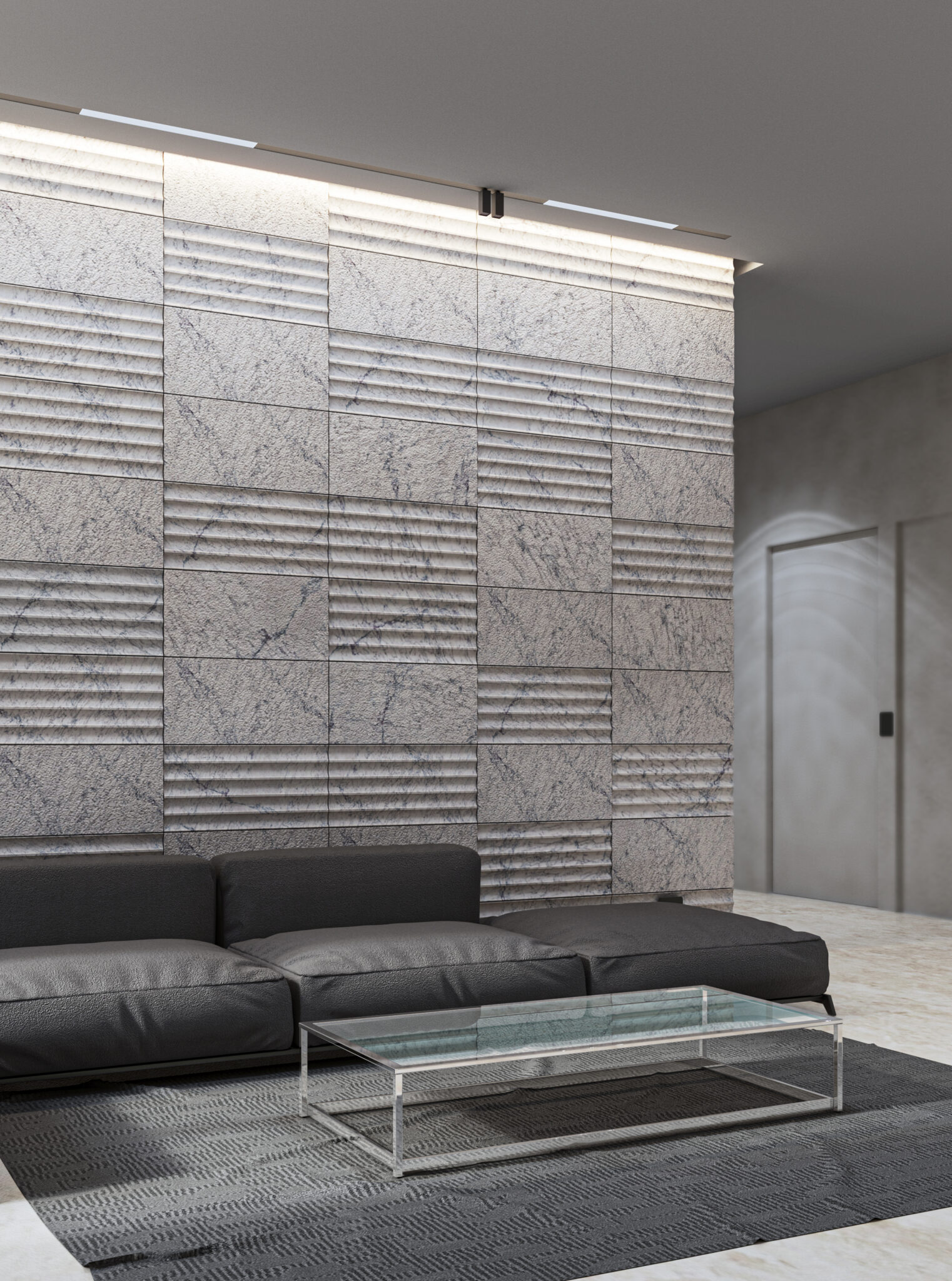 Wide Flutes Concave Tile | Luxury Natural Stone Artistic Textured ...