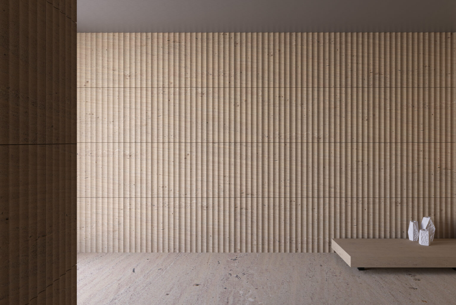 Wide Flutes Concave Tile | Luxury Natural Stone Artistic Textured ...